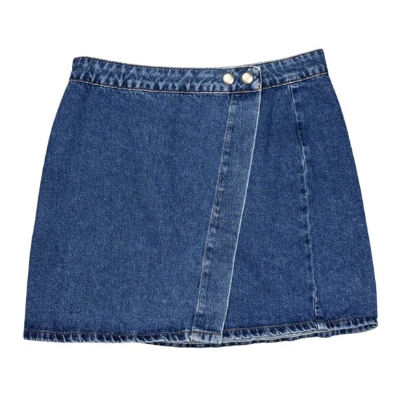 ASOS | Skirts | Asos Blue Denim Wrap Mini Skirt Uk4 Us1 | Poshmark